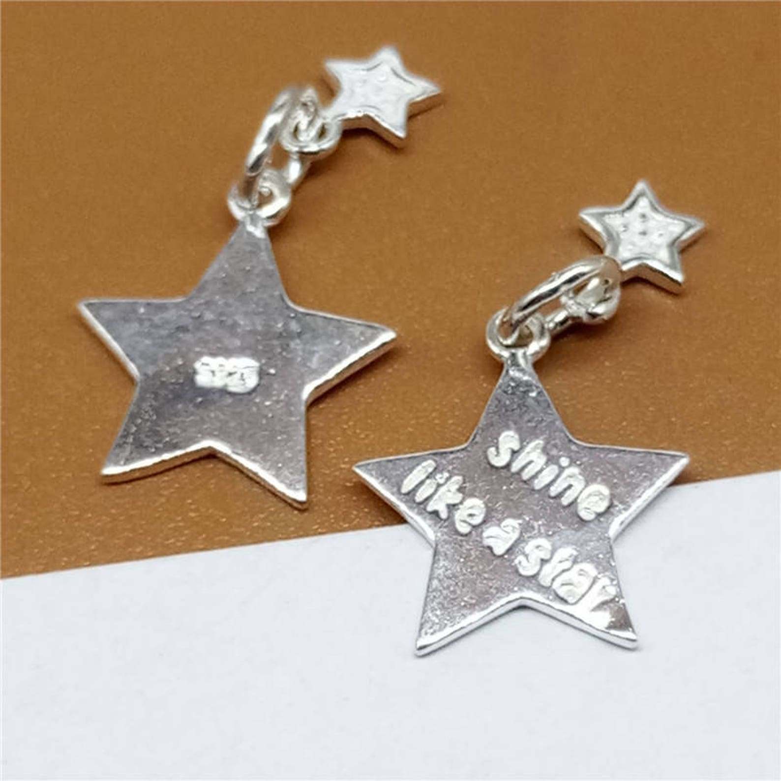 6 Sterling Silver Star Charms 925 Silver Star Charms Shine - Etsy