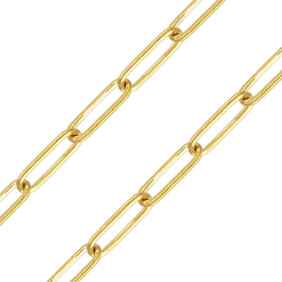 14K Gold Filled Flat Paperclip Chain, Paper Clip Chain, Gold Filled ...