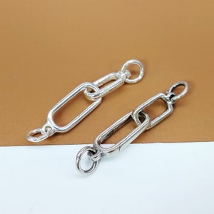 4 Sterling Silver Paper Clip Connectors With Closed End Ring, 925 ...