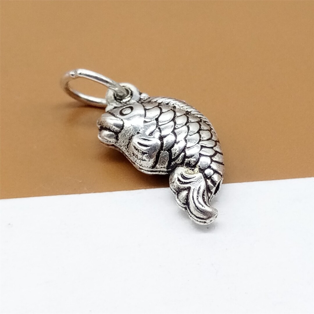 Sterling Silver Fish Charm 3D, 925 Silver Fish Charm, Bracelet Charm ...