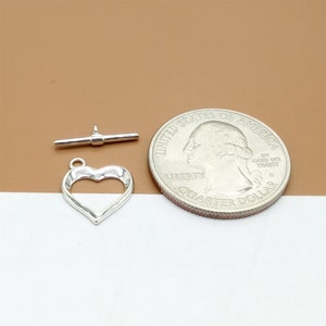 2 Sets Sterling Silver Toggle Clasps, 925 Silver Heart Toggle Clasps ...