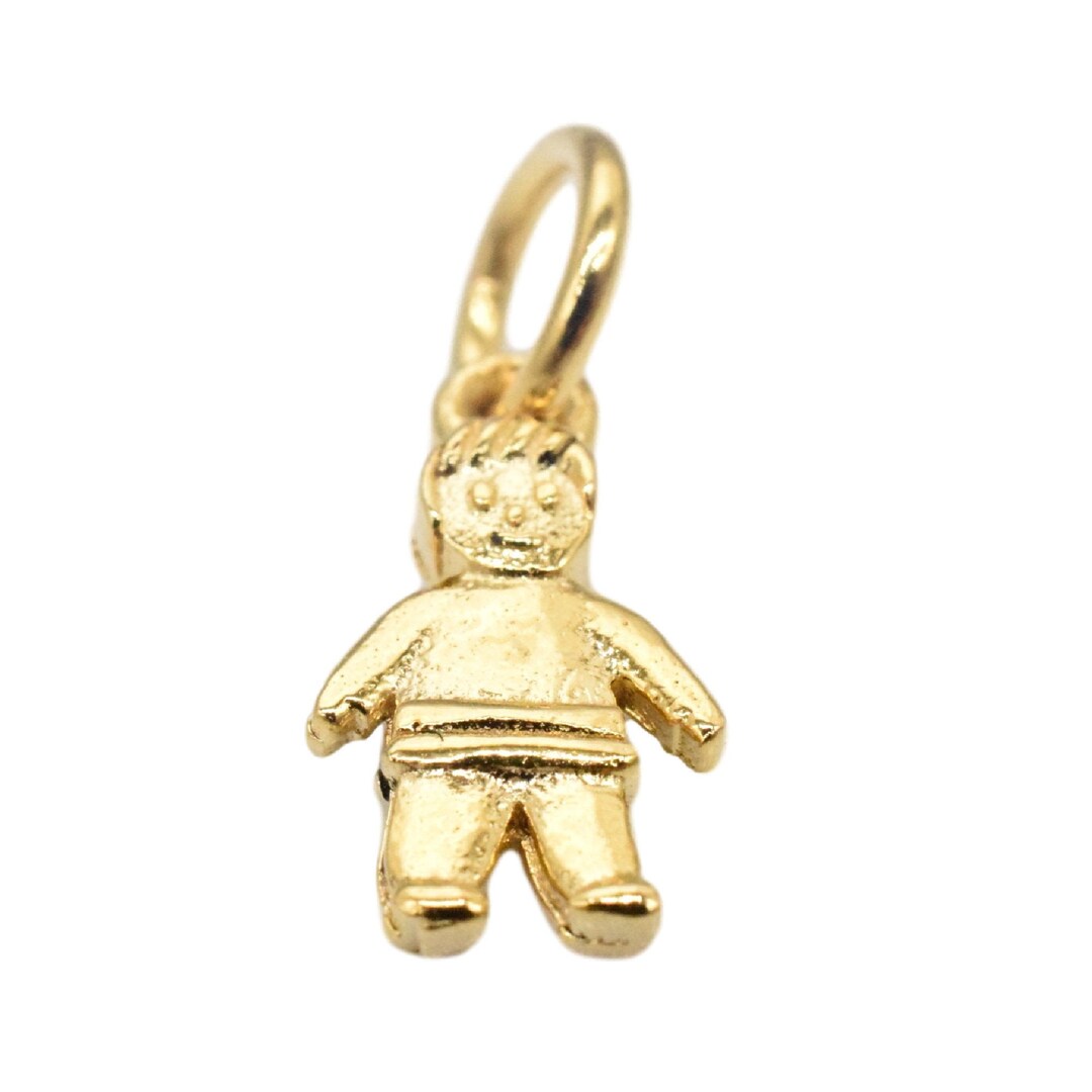 2pcs 18K Gold Vermeil Style Boy Charm, 925 Sterling Silver Kid Charm ...