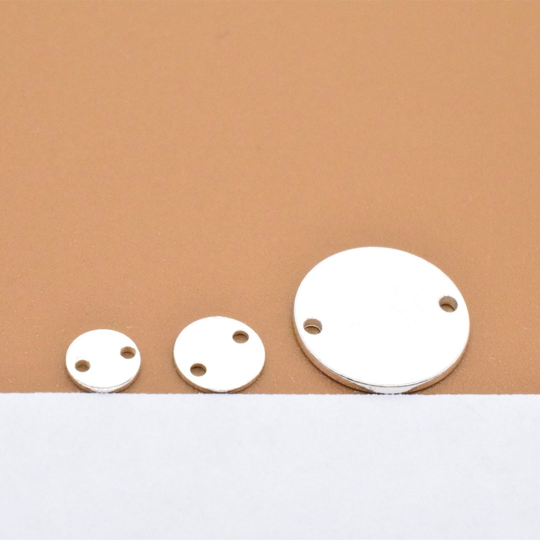 Sterling Silver Disc Connector Charm, 925 Silver Disc Connector, Disc ...