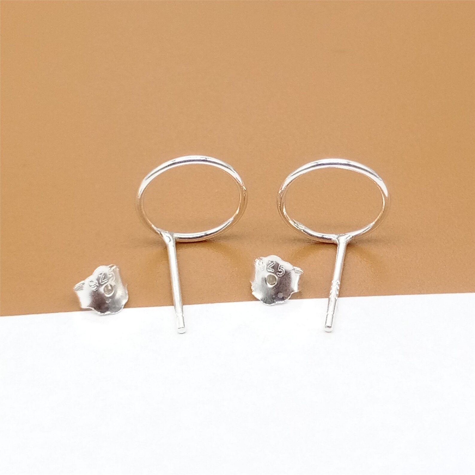 8 Pairs Sterling Silver Circle Earring Post Ring 10mm With | Etsy