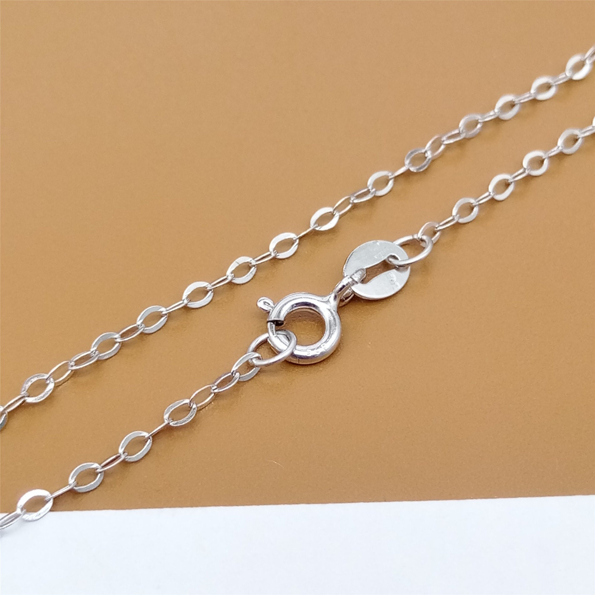 Sterling Silver Dapped Cable Chain W/ Rhodium Plated 925 - Etsy