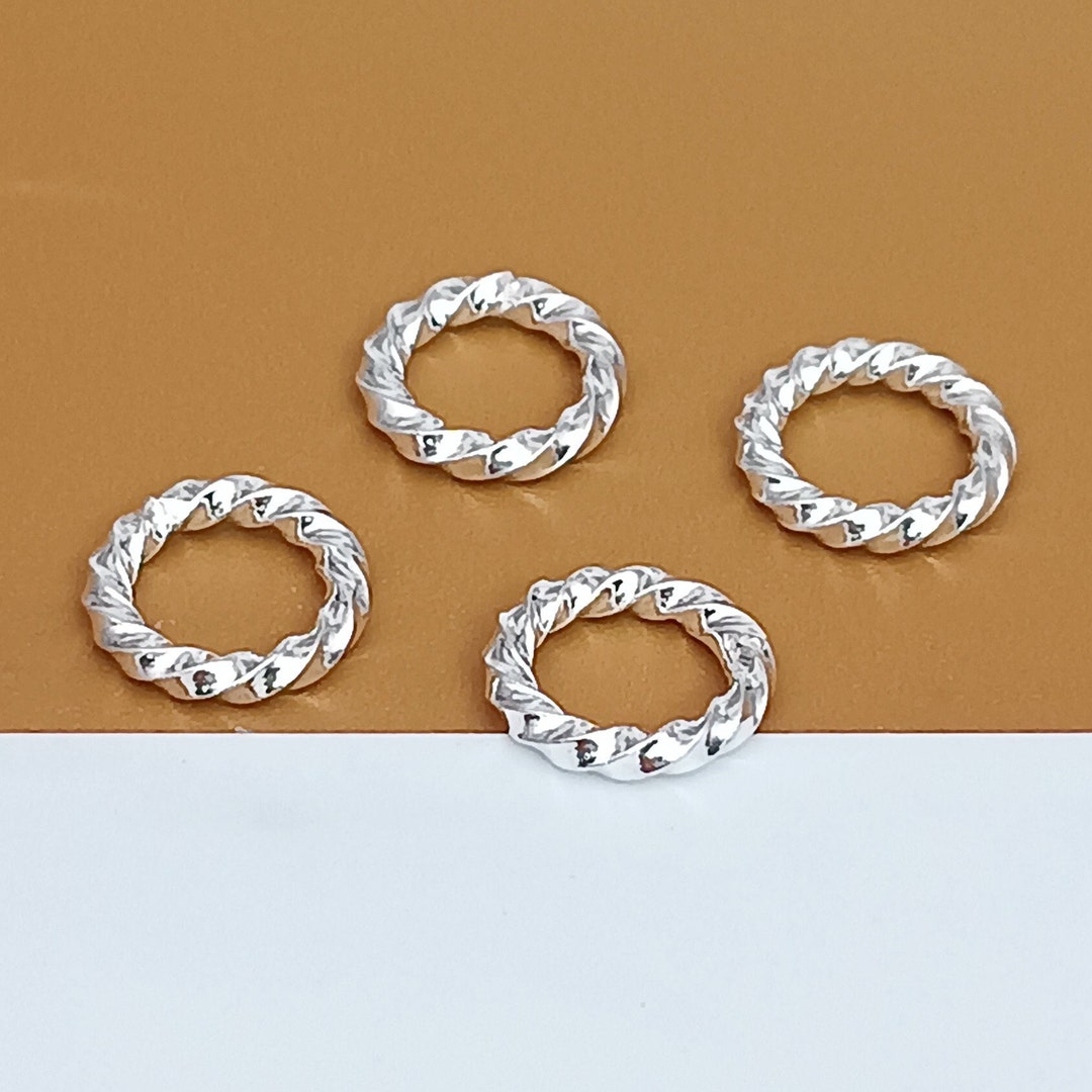 20 Sterling Silve Twisted Closed Jump Rings, 925 Silver Twist Rope Jump ...