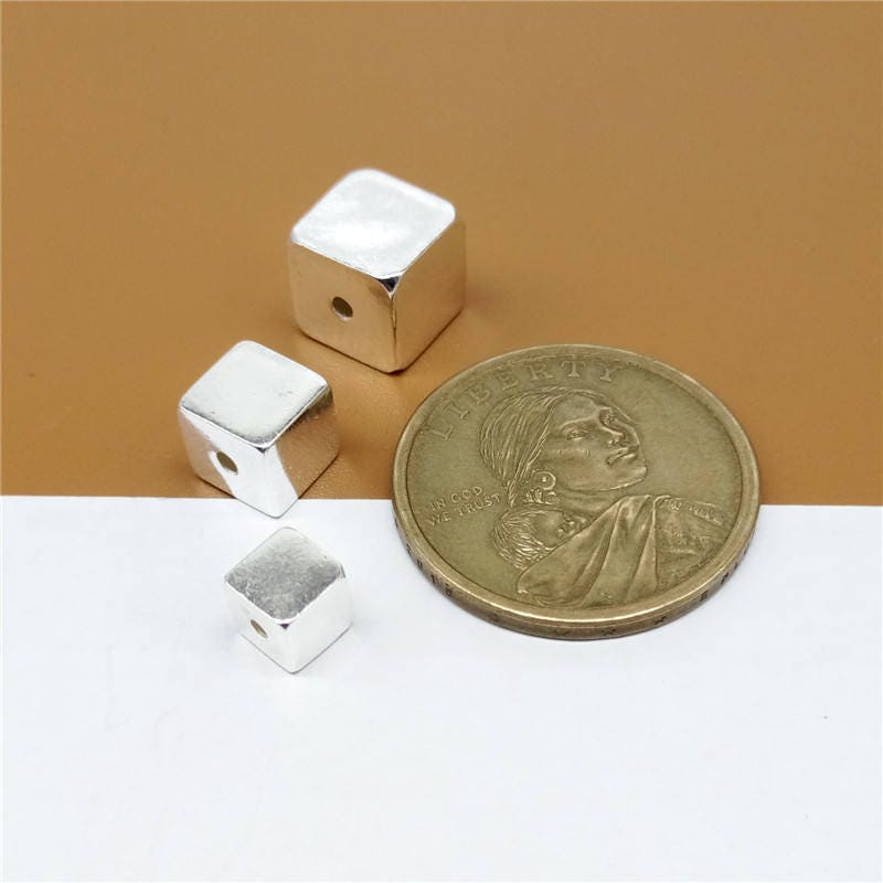 Sterling Silver Cube Beads, Sterling Cube Beads, 925 Silver Cube Beads ...
