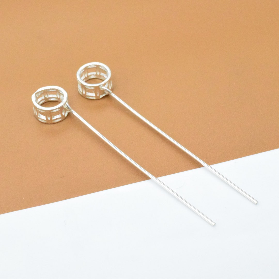 2 Sterling Silver Eyepins With Bails, 925 Silver Eye Pins, Bail Eyepins ...