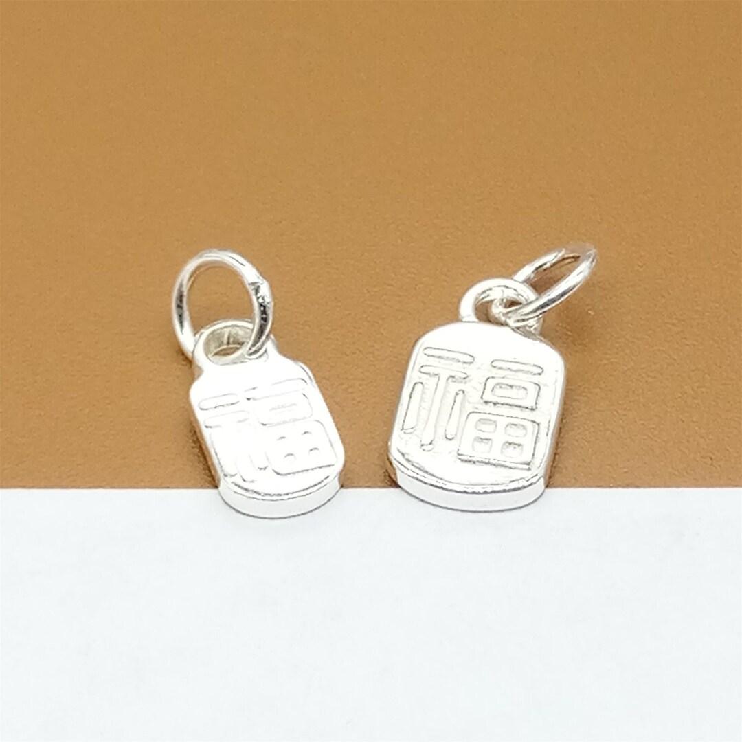 10 Sterling Silver Fortune Charms, Lucky Tag Charms, 925 Silver Good ...