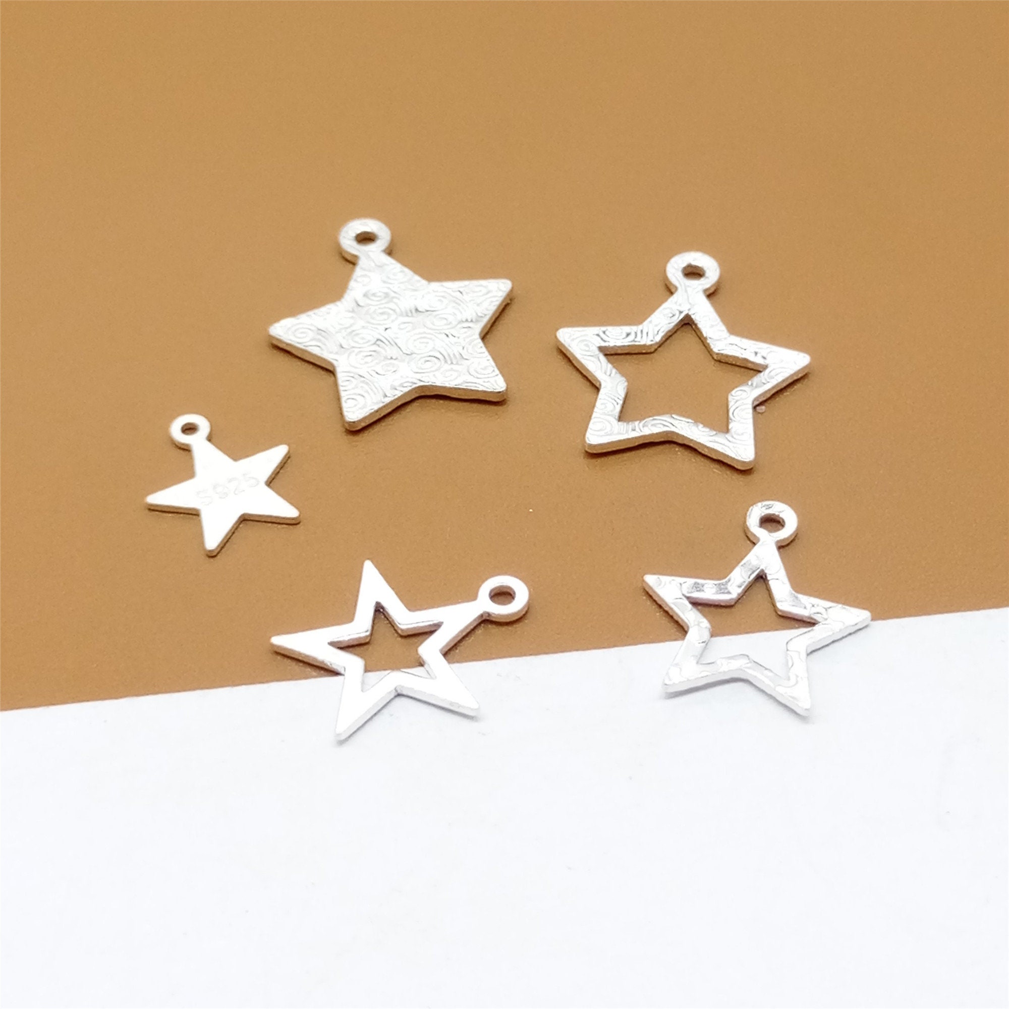 20 Sterling Silver Small Pentagram Tag Charms for Extension - Etsy