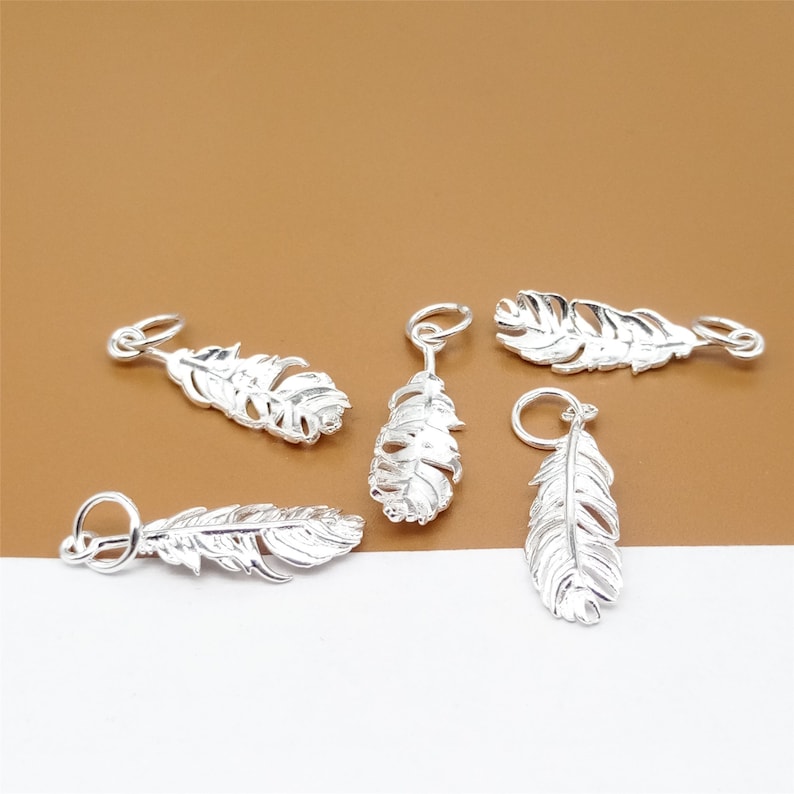 6 Sterling Silver Feather Charms Bracelet Charm Necklace - Etsy