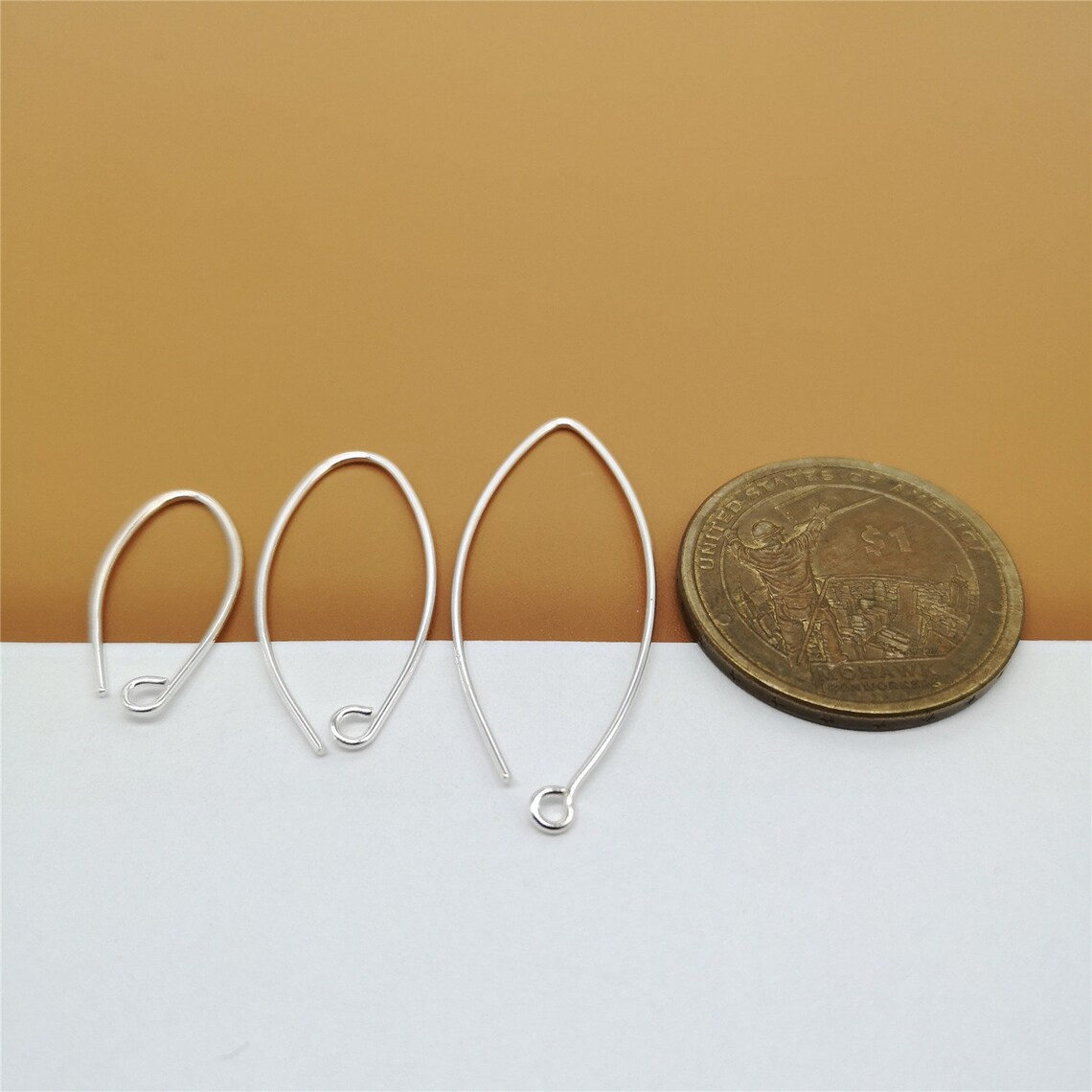 4 Pairs Sterling Silver Earring Hooks, V Shape Earring Wire, Ear Wire ...