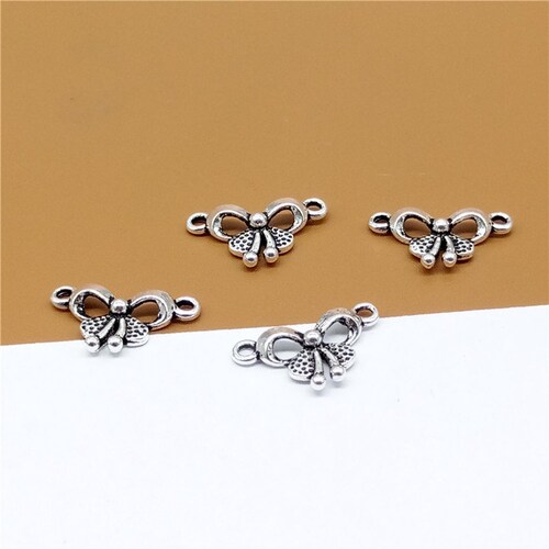 2 Sterling Silver Bow Knot Connector Charms 925 Silver Knot - Etsy