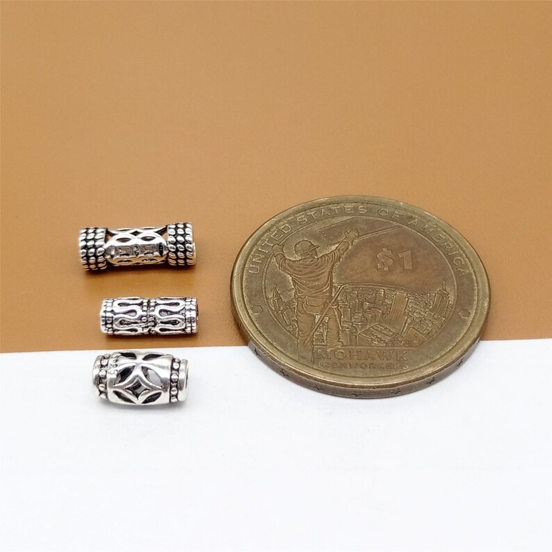 8 Sterling Silver Small Tube Bead, Bead Spacer, 925 Silver Tube Bead ...