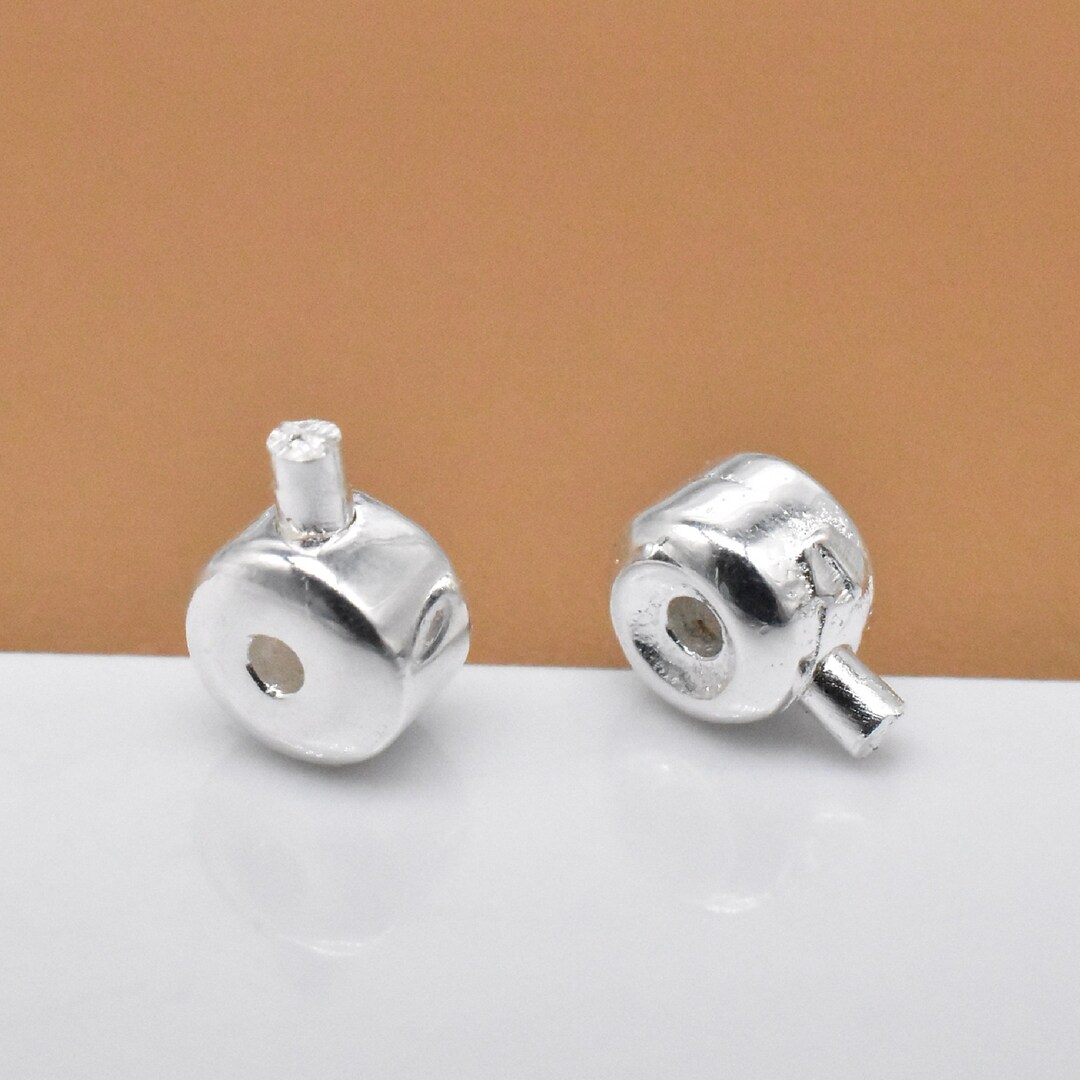 8 Sterling Silver Crimp End Beads, 925 Silver End Beads, Small End Bead ...