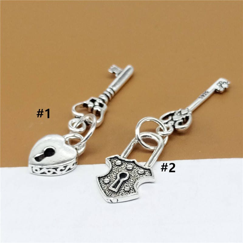 4 Sterling Silver Baby Key and Lock Charms 925 Silver Lock - Etsy