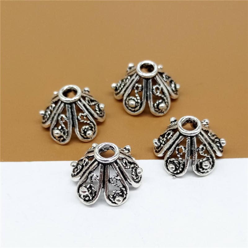 4 Sterling Silver Bead Caps Sterling Bead Caps 925 Silver - Etsy