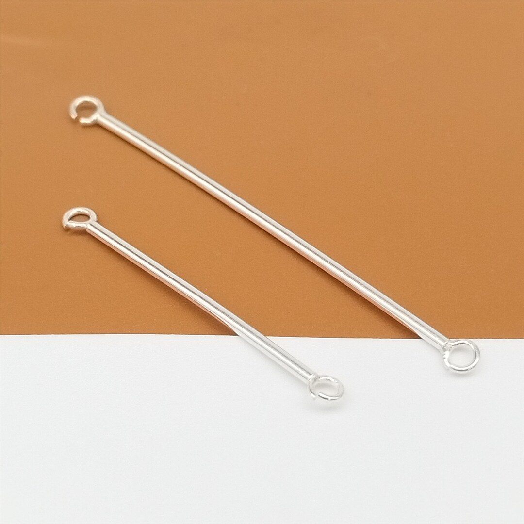 5 Sterling Silver Stick Charms W/ Both Open Jump Rings, 925 Silver Bar ...