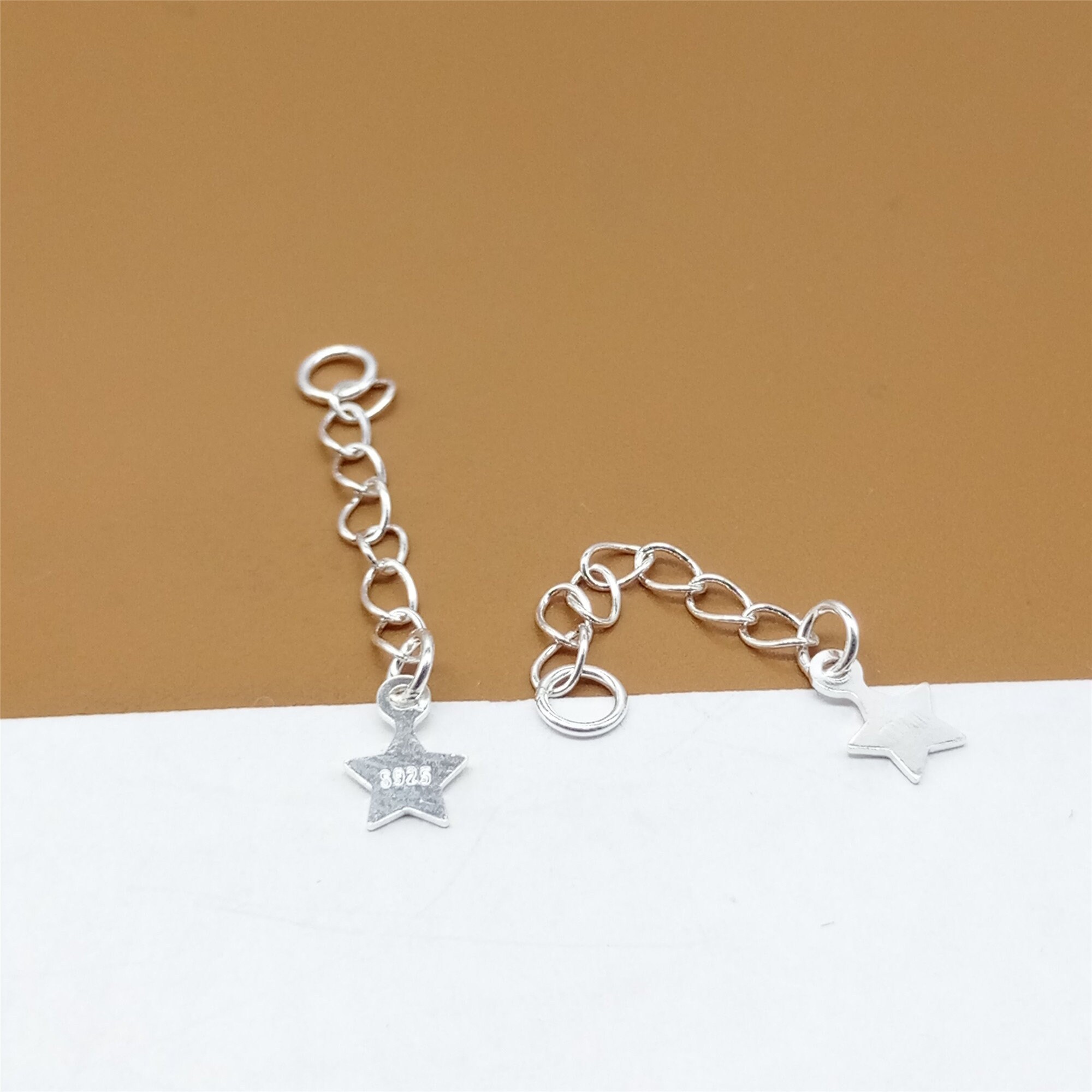 12 Sterling Silver Star Chain Extensions 925 Silver Pentagram | Etsy