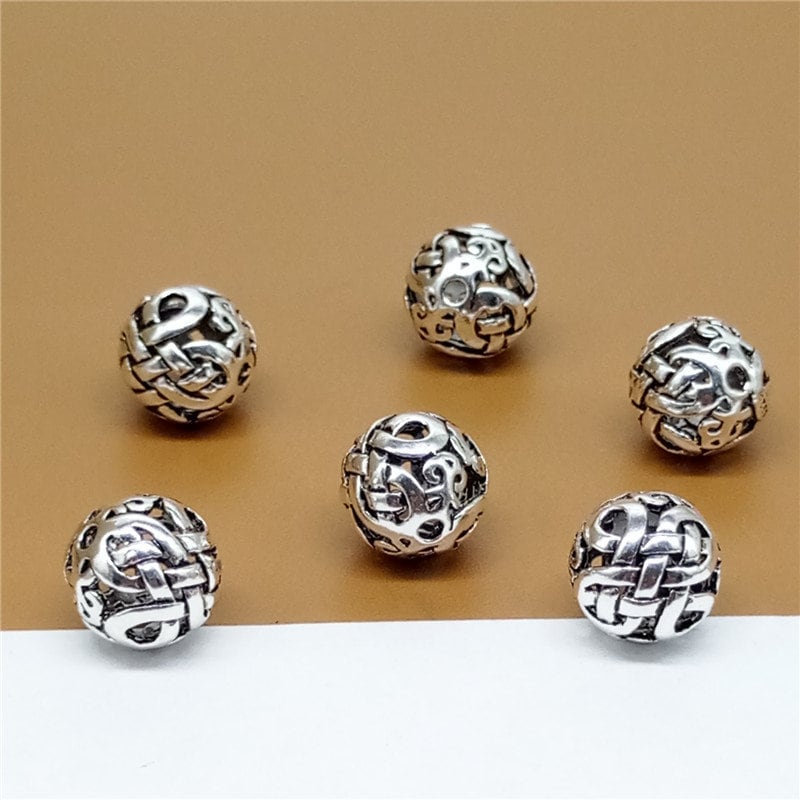 4 Sterling Silver Celtic Round Beads Sterling Celtic Beads | Etsy