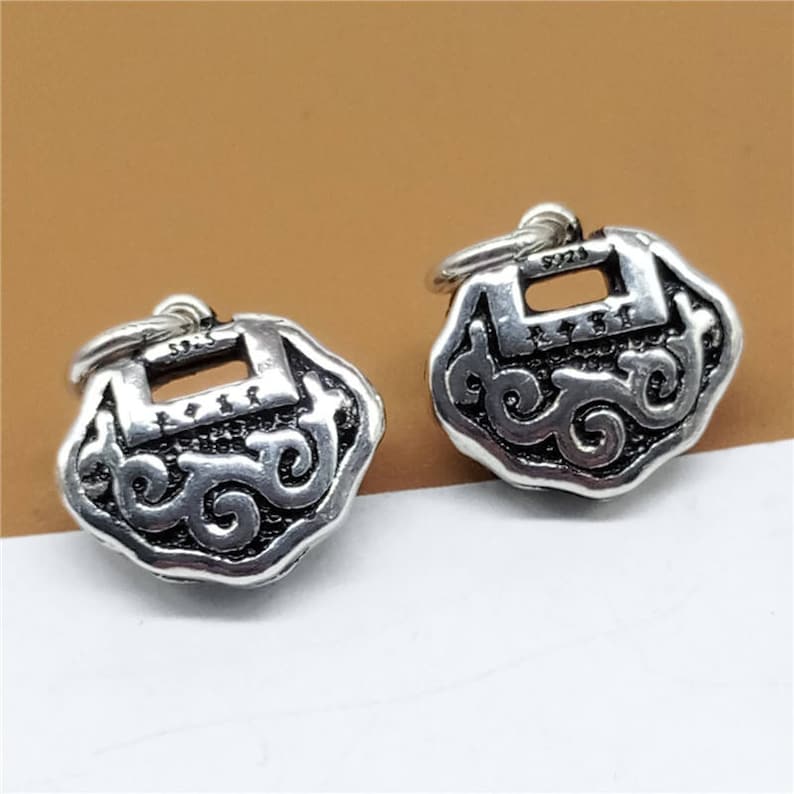 2 Sterling Silver Spiral Longevity Lock Charm 925 Sterling - Etsy