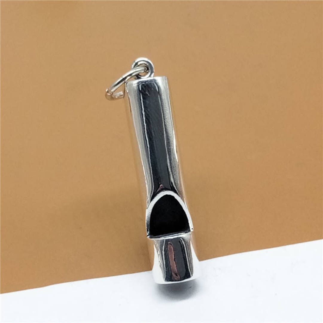 Sterling Silver Whistle Pendant, 925 Silver Plain Whistle Pendant ...