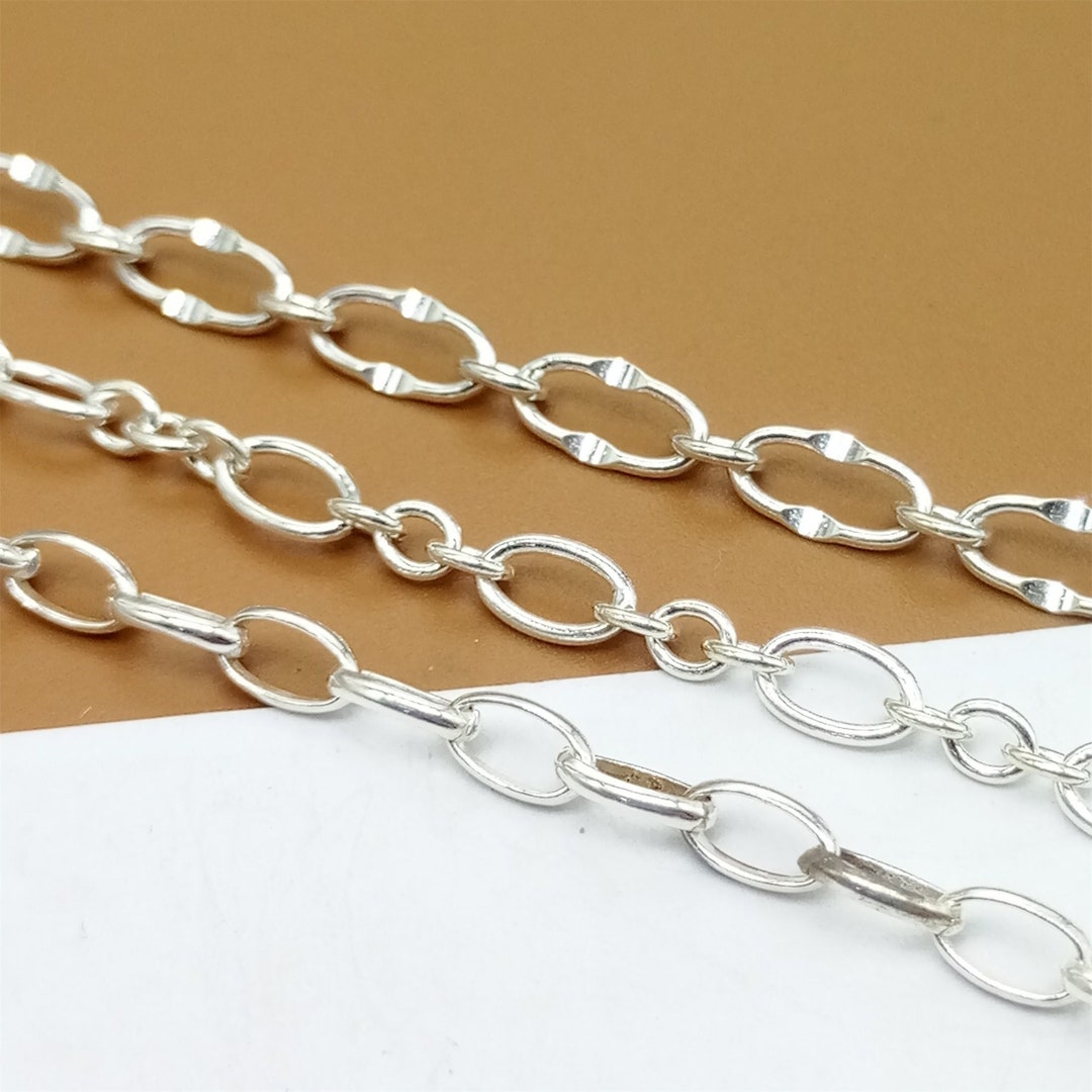 Sterling Silver Oval Rolo Chain, Bulk Figaro Chains, 925 Silver Oval ...