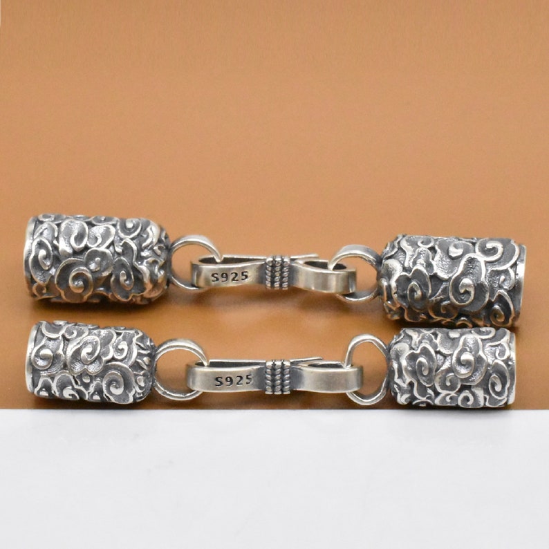 Sterling Silver End Cap With Cloud Design 925 Silver Leather | Etsy