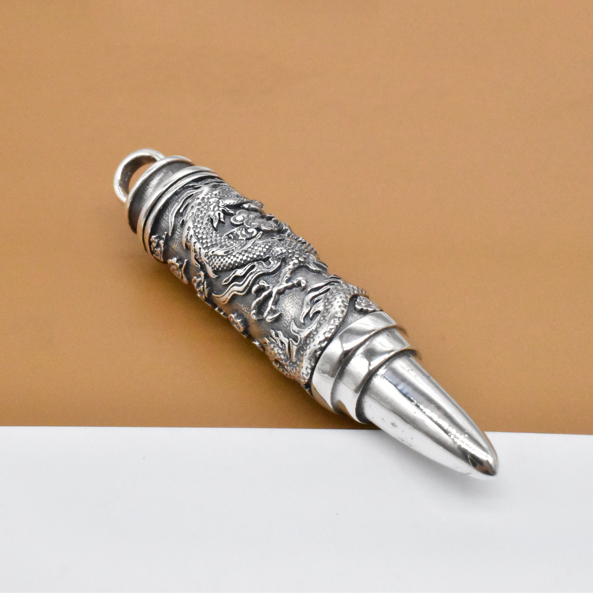 Sterling Silver Dragon Bullet Pendant Locket Pendant Dragon | Etsy
