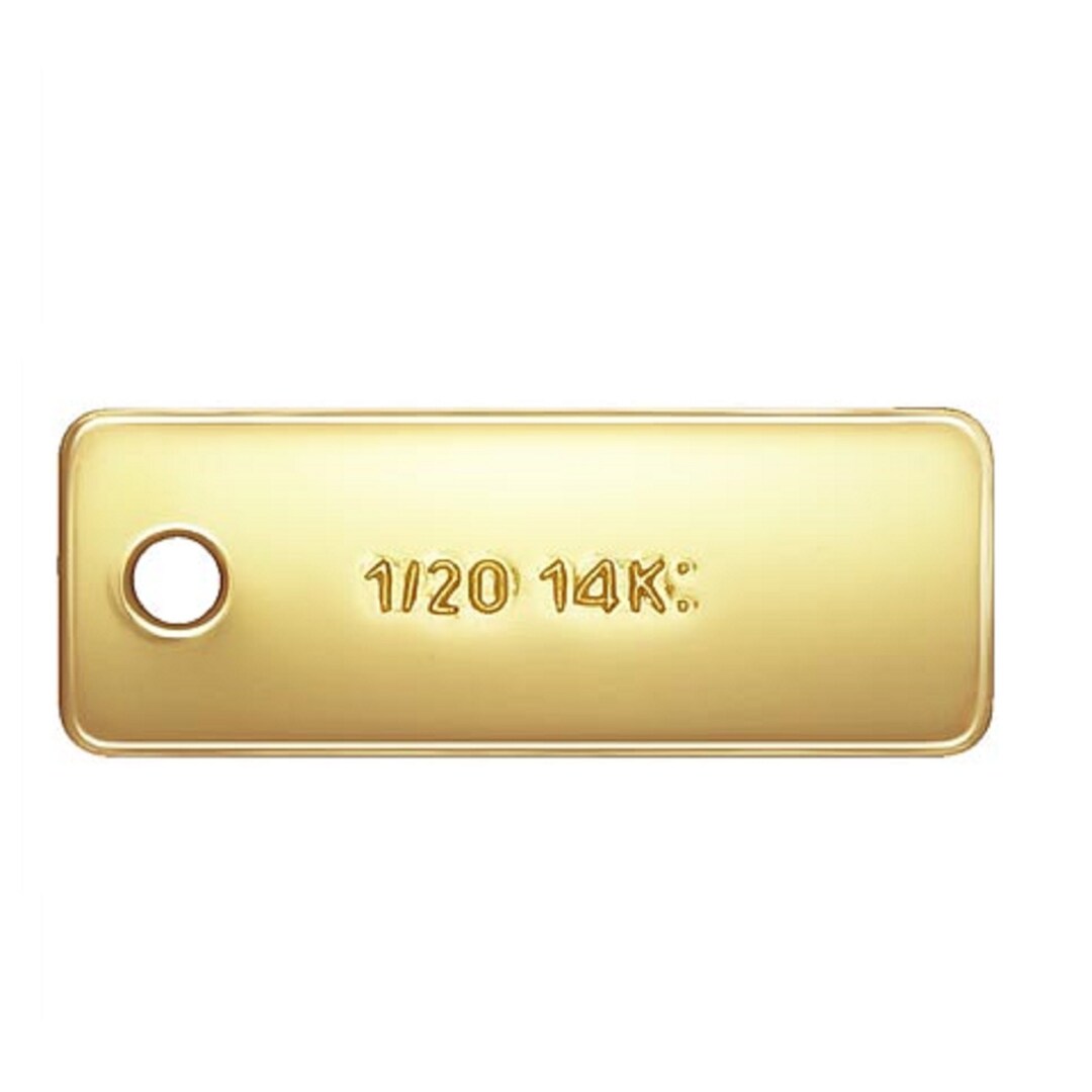 5pcs 14K Gold Filled Rectangle Quality Tags, Rectangle Tag 3x8mm, Gold ...