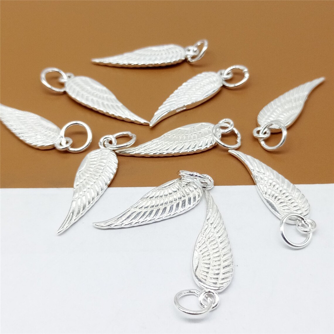 6 Sterling Silver Wing Charms Angel Wing Charms 925 Silver | Etsy