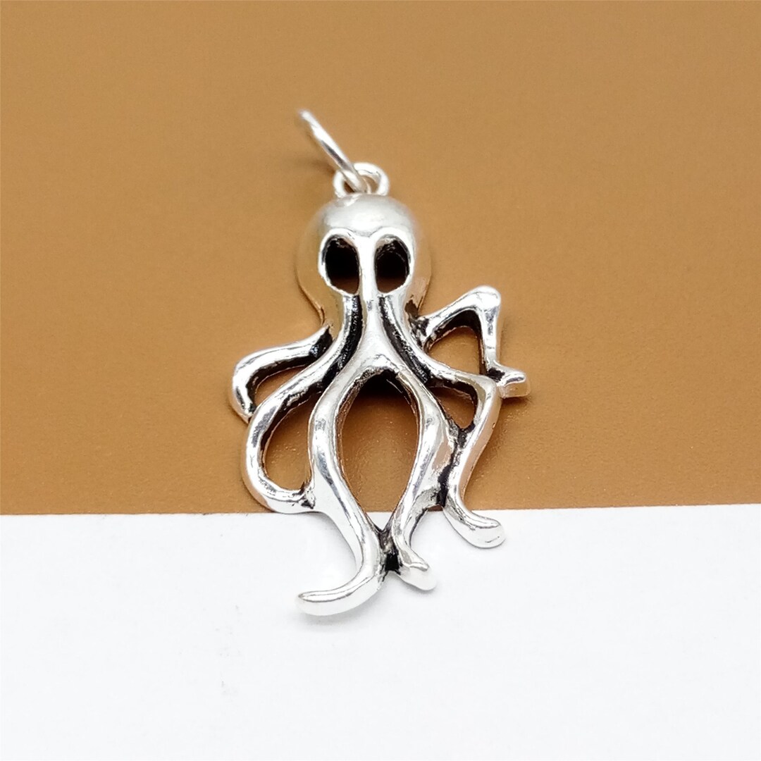 2 Sterling Silver Octopus Charms, 925 Silver Octopus Charms, Ocean ...