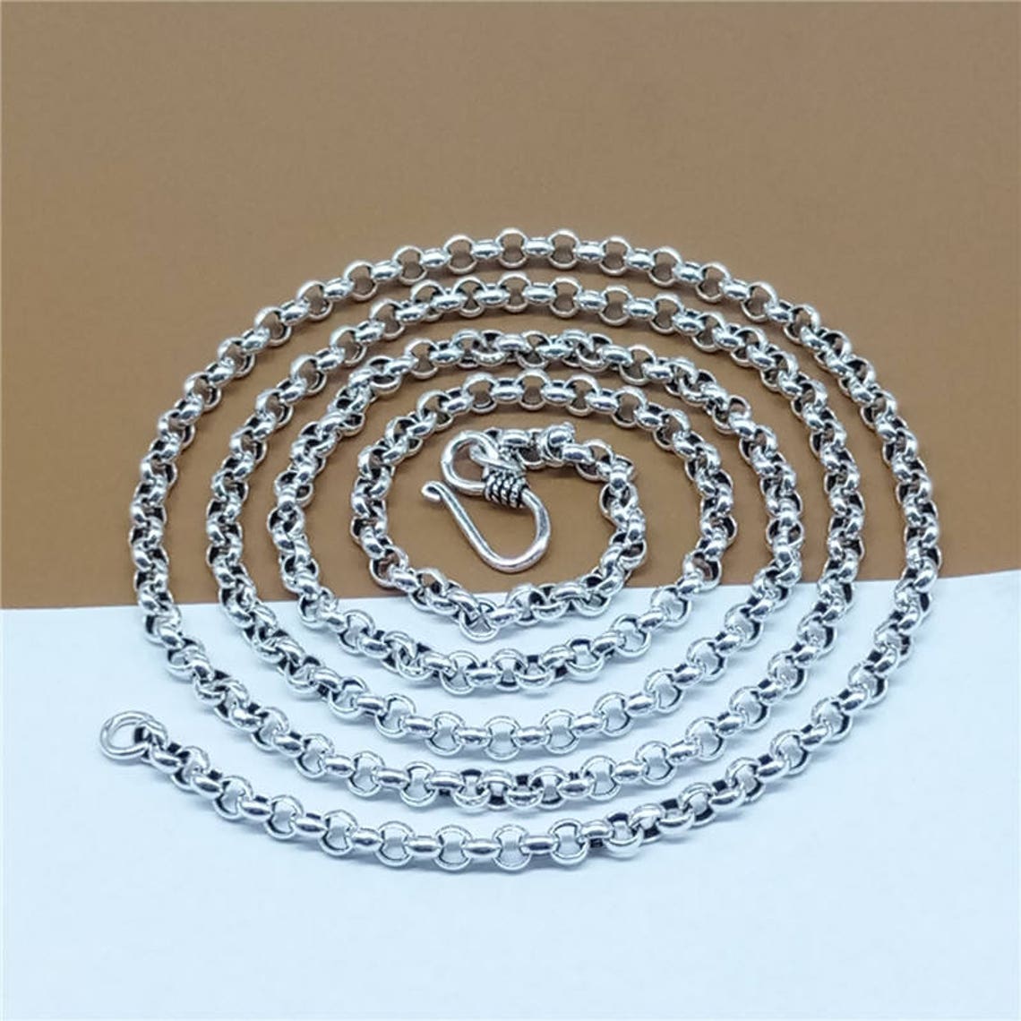 Sterling Silver Rolo Chain 4mm Rolo Necklace Chain Belcher | Etsy