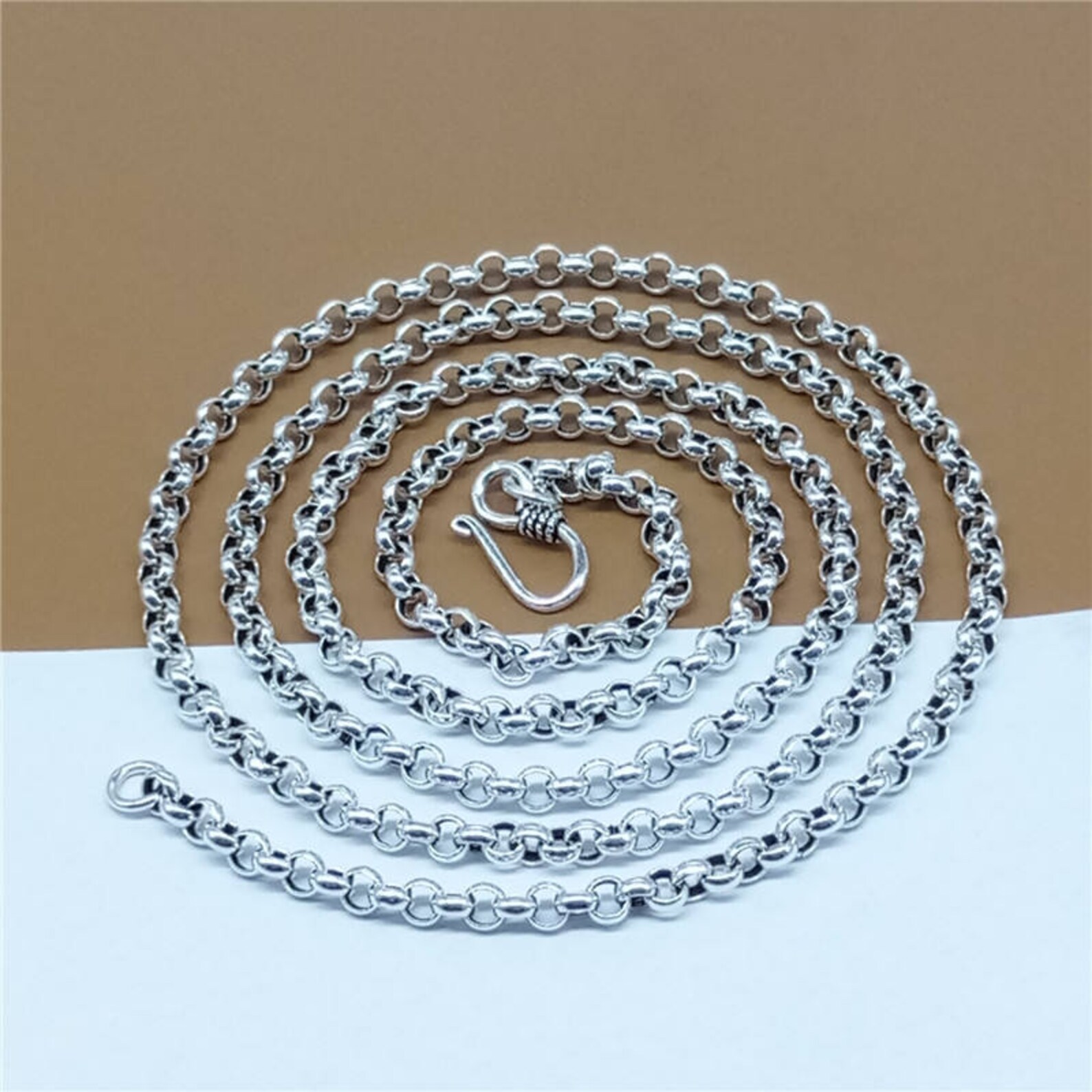 Sterling Silver Rolo Chain 4mm Rolo Necklace Chain Belcher | Etsy