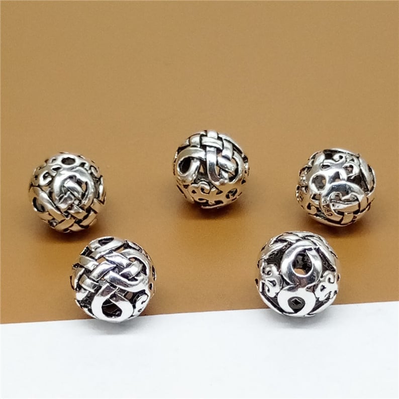 4 Sterling Silver Knot Round Beads Spacer Beads 925 Silver - Etsy