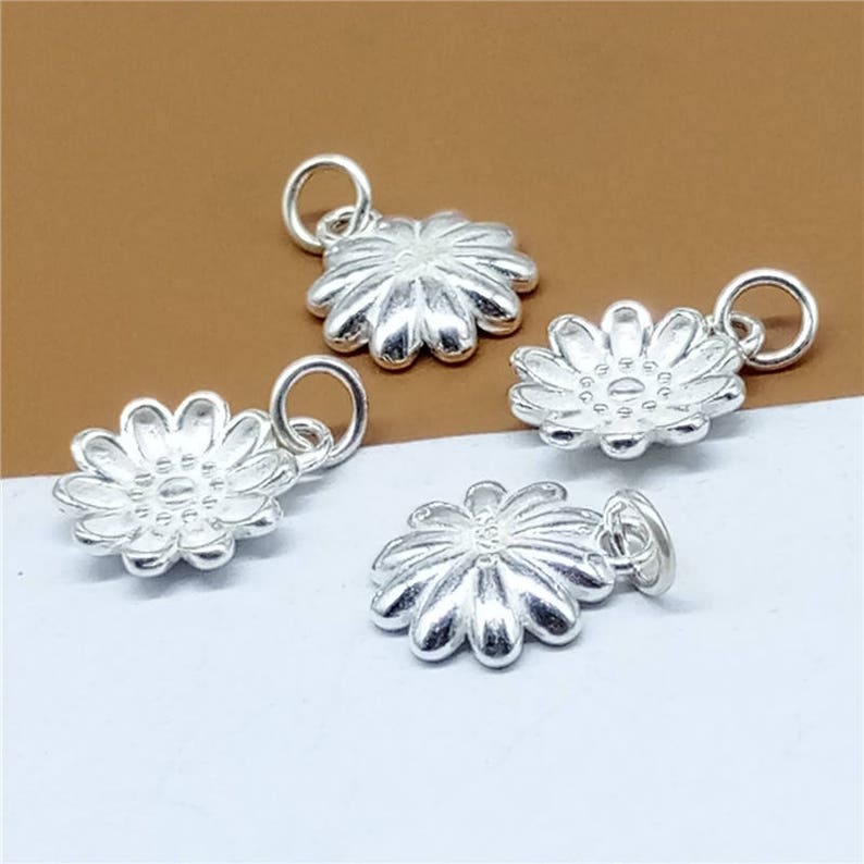 Sterling Silver Daisy Charm, Daisy Charm for Necklace Bracelet Earring ...