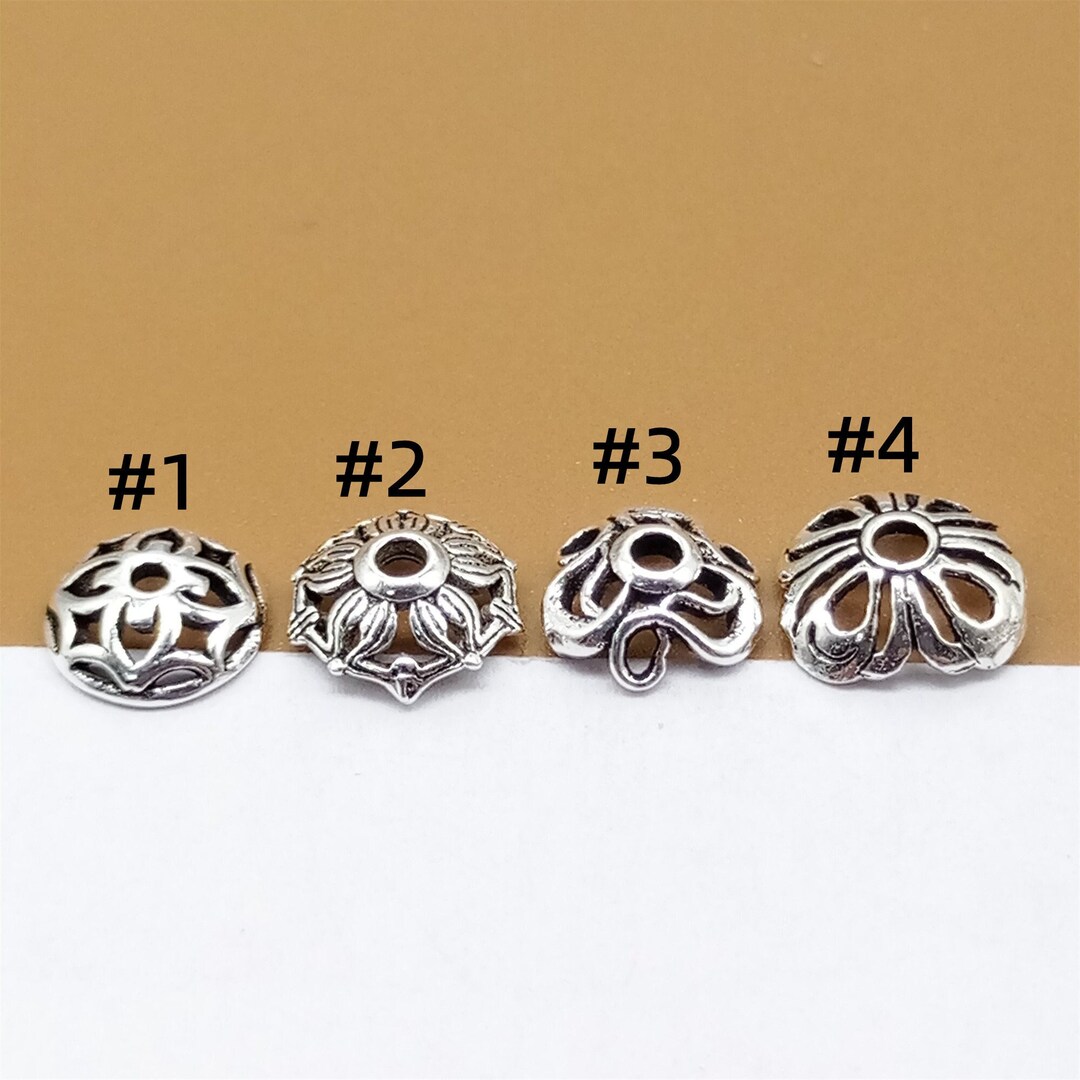 10 Sterling Silver Bead Caps, 925 Silver Flower Bead Cap, Floral Bead ...