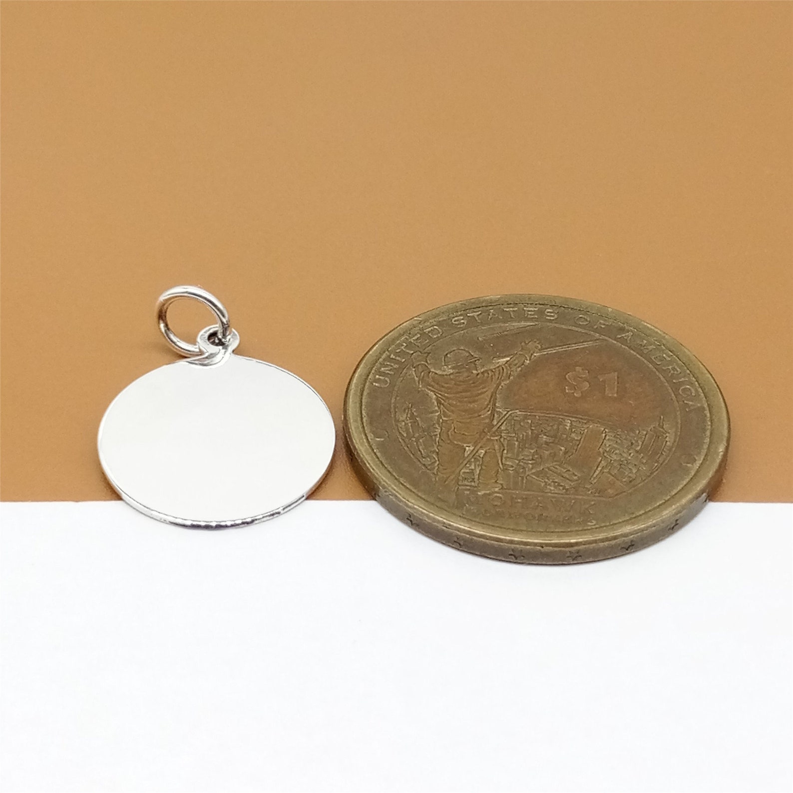 5 Sterling Silver Disc Charms Round Disc Charm 925 Silver - Etsy