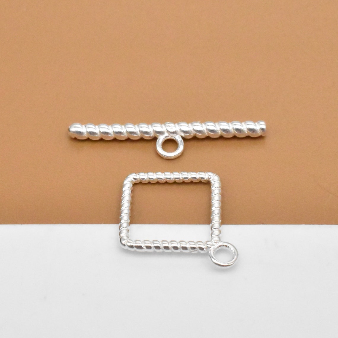 4 Sterling Silver Square Toggle Clasps 925 Silver Toggle - Etsy