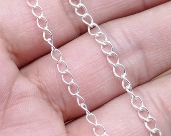 Sterling Silver Round Curb Chain Bulk Curb Chain Unfinished | Etsy