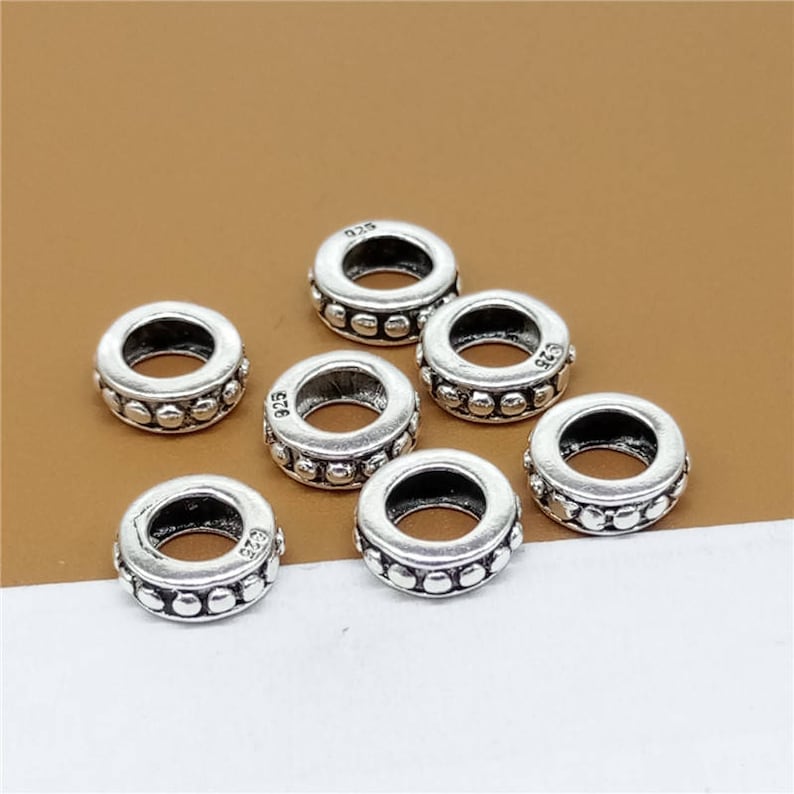 10 Sterling Silver Large Hole Spacer Beads Sterling Silver - Etsy