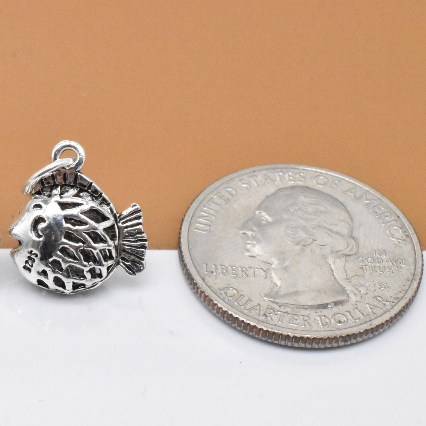 4 Sterling Silver Fish Charms 3D 2-sided 925 Silver Hollow - Etsy