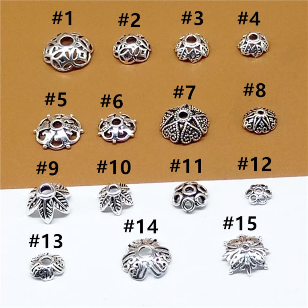 10 Sterling Silver Bead Caps, 925 Stering Silver Bead Caps, 925 Silver ...
