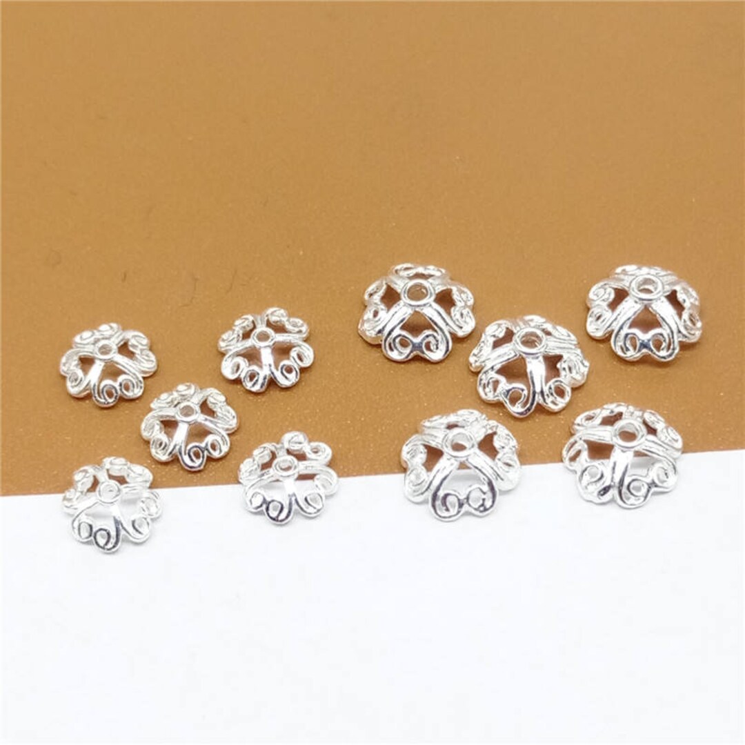 20 Sterling Silver Bead Caps, 925 Sterling Silver Flower Bead Caps ...