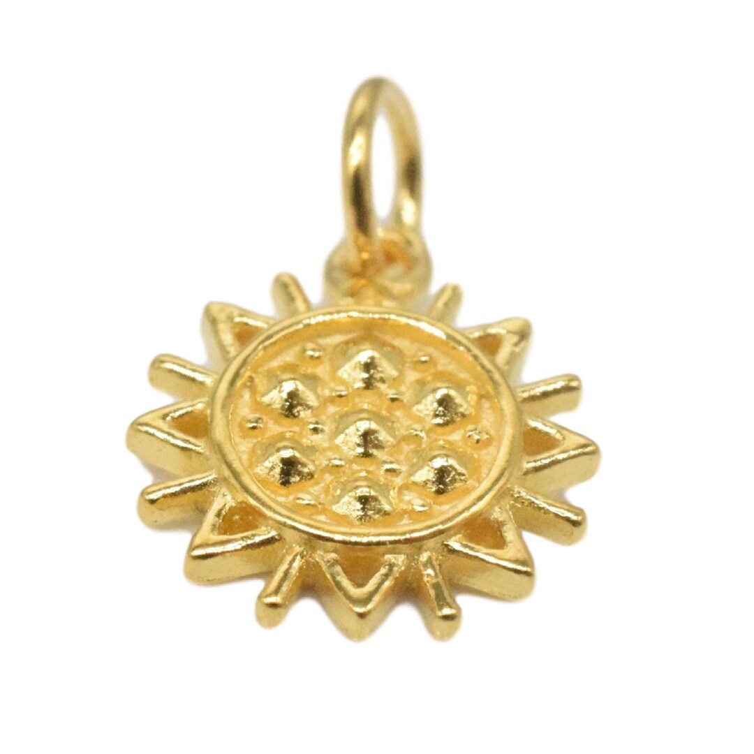 2pcs 18K Gold Vermeil Style Sun Charms, Sunshine Charms W/ Heavy 18K ...