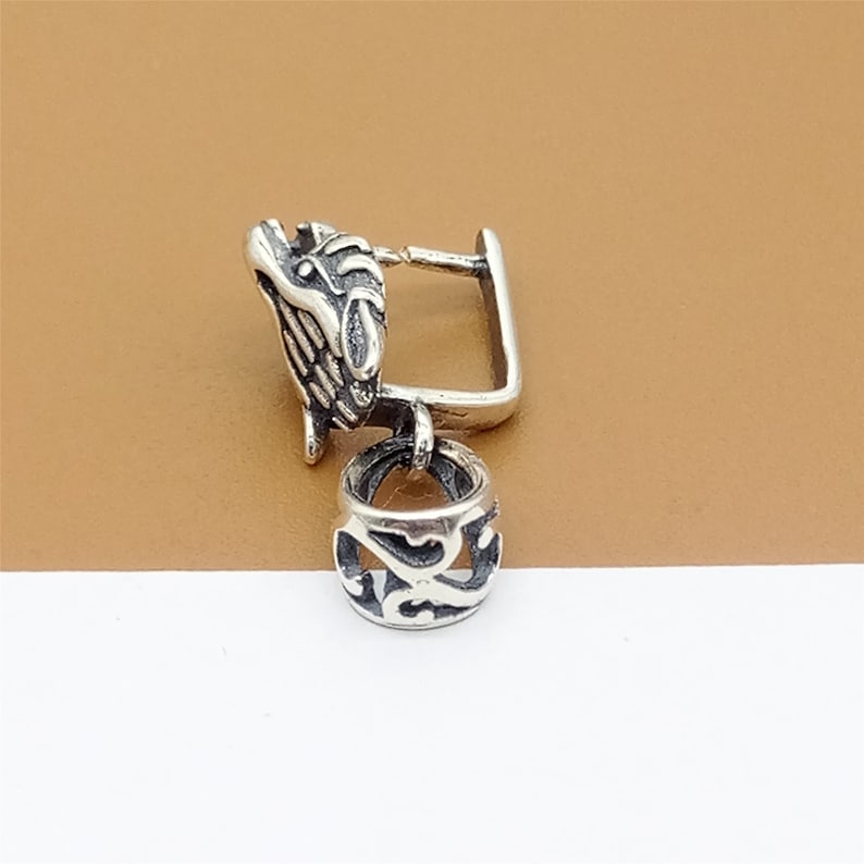 Sterling Silver Wolf Pinch Bail, Pendant Pinch Bail, Charm Pinch Bail ...