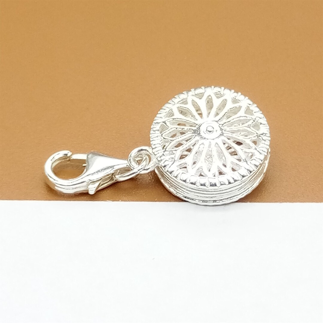 Sterling Silver Filigree Flower Clip on Charm, 925 Silver Life Flower ...