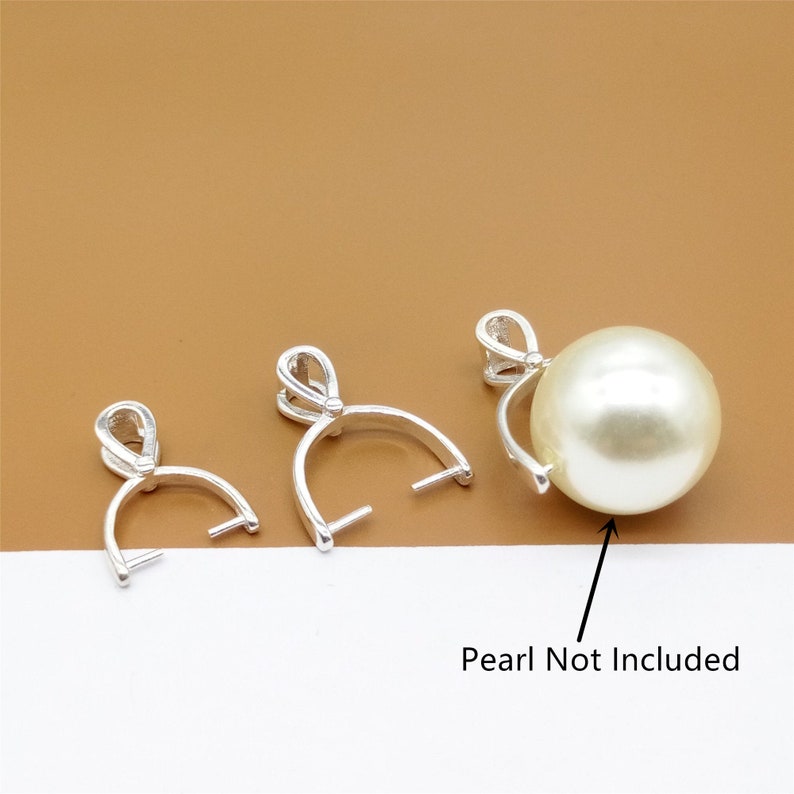 Sterling Silver Pendant Pinch for Half Drilled Pearl Bead, 925 Silver ...