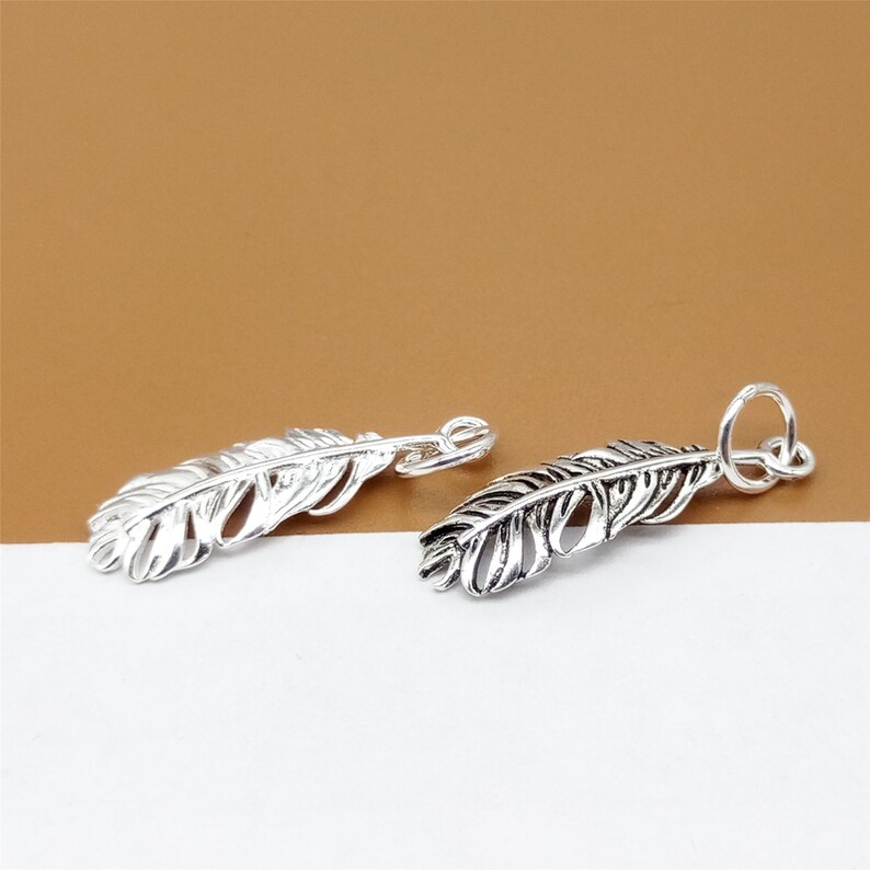 6 Sterling Silver Feather Charms Bracelet Charm Necklace - Etsy