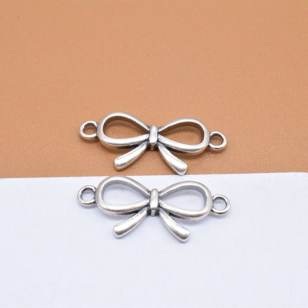5 Sterling Silver Bow Connector Charms Bow Knot Charms 925 - Etsy